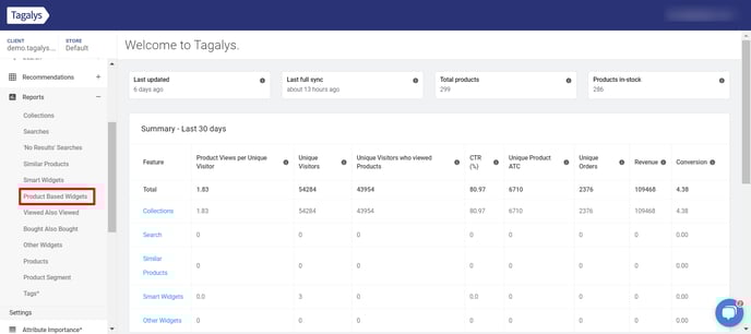 How to access Product based widget reports?
